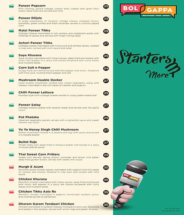 Menu at Bol Gappa Restaurant, Dubai, Behind General Post Office - 24 St