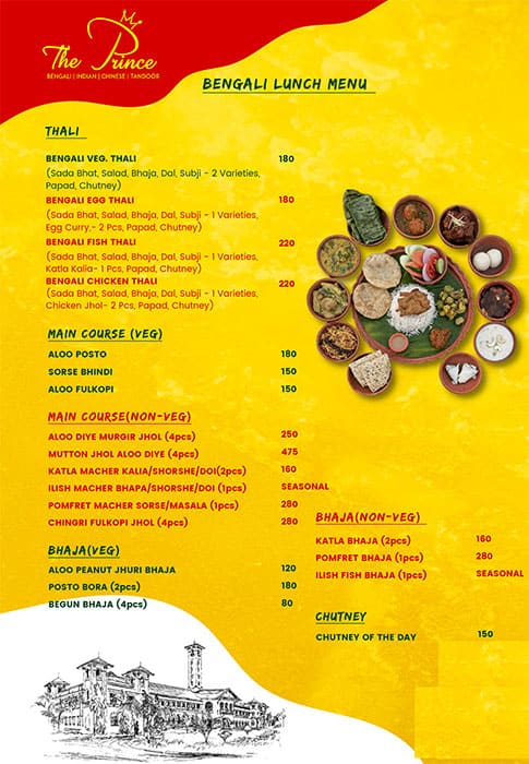 Menu of The Prince, IIT Kharagpur, Kharagpur