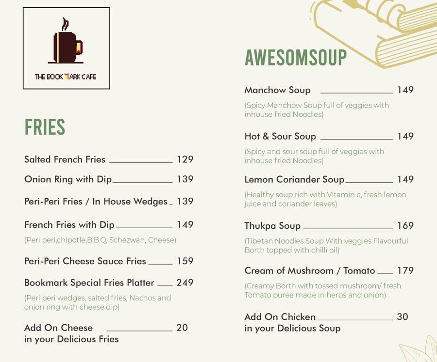 Menu of The Bookmark Cafe, Kalyan, Thane