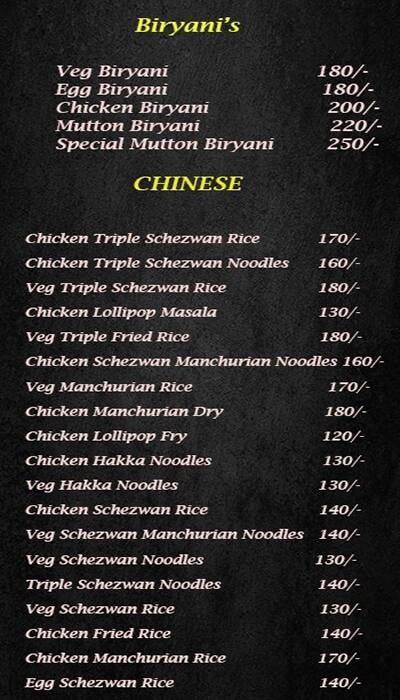 Menu of Go Biryanis And Chinese, Kothrud, Pune