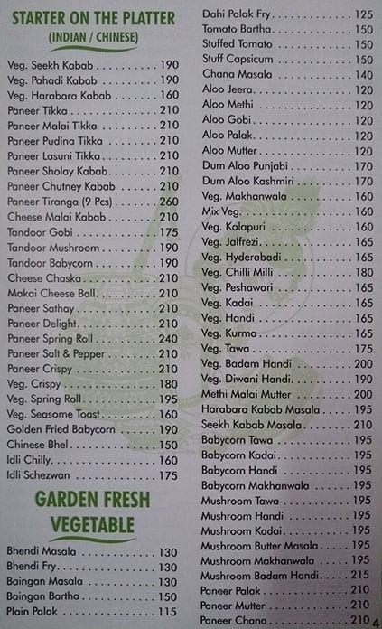 Menu of Gopal Krishna, Chakala, Mumbai