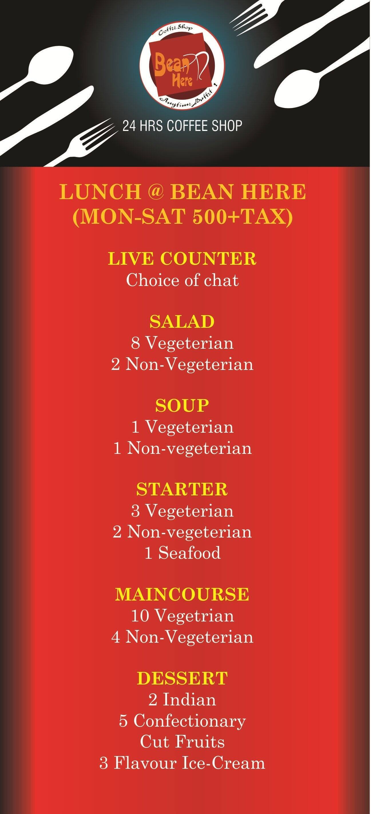 Bean Here - The Solitaire Hotel Menu - Zomato