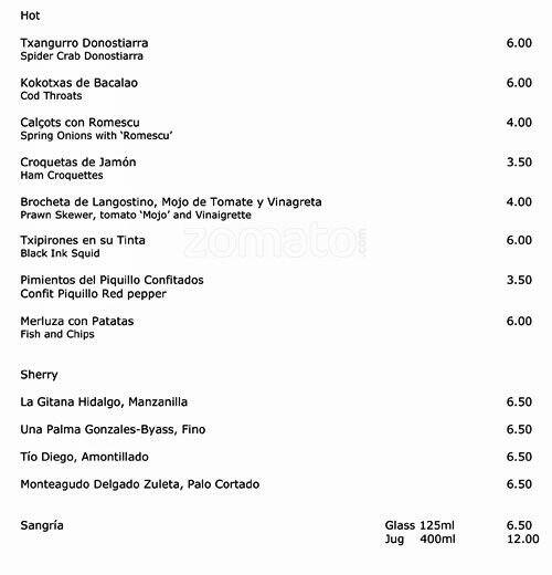 Menu at The Halkin Bar, London