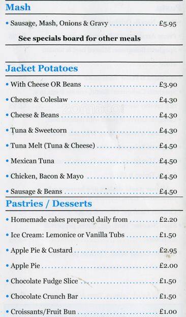 Menu at Little Woodford cafe, London
