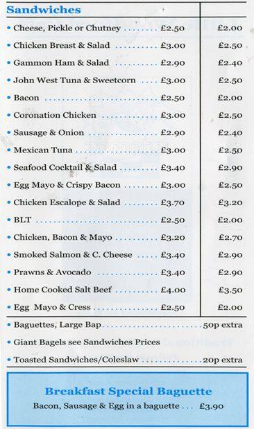 Menu at Little Woodford cafe, London
