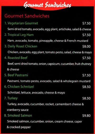 Menu at Daily Fresh Lunch Bar, Alexandria