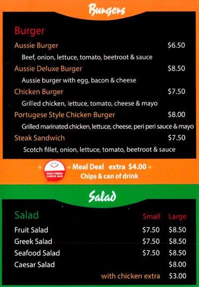Menu at Daily Fresh Lunch Bar, Alexandria