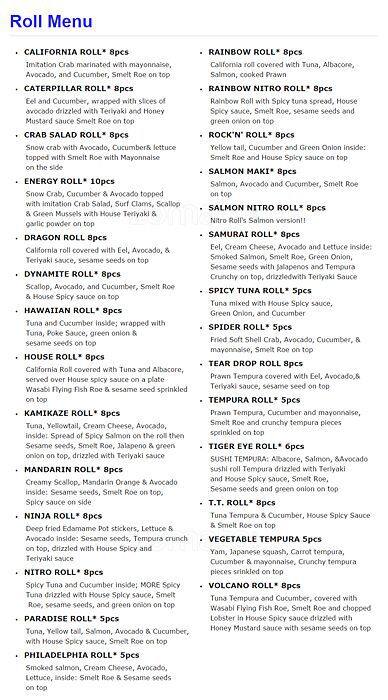 Menu at Tuna House restaurant, Bellevue