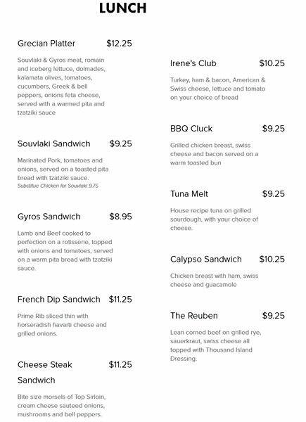 Menu at Pegasus Restaurant, Castle Rock