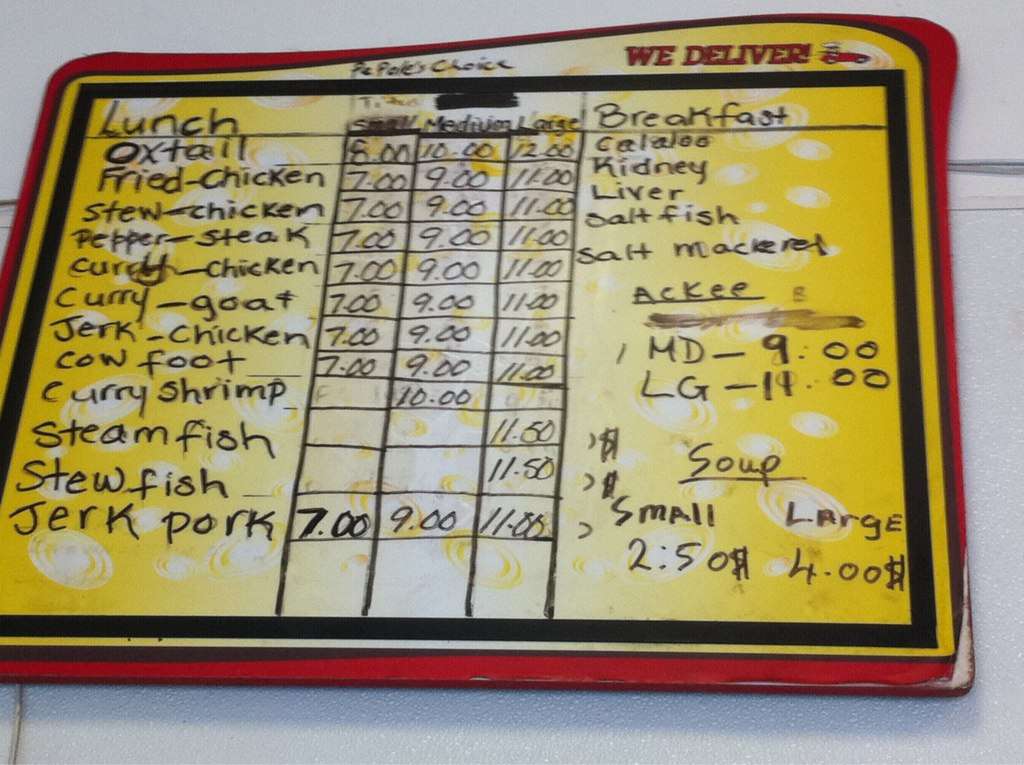 Menu at People's Choice restaurant, Norwalk