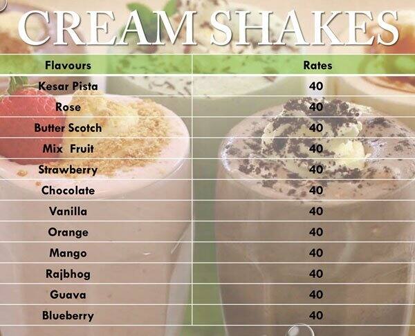 Menu of Frost Bite, Tardeo, Mumbai