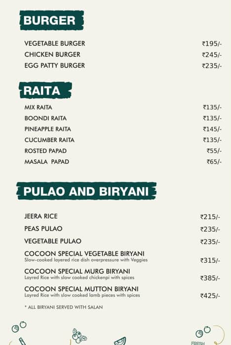 Menu at Cocoon- Eat.Play.Celebrate, Ghaziabad