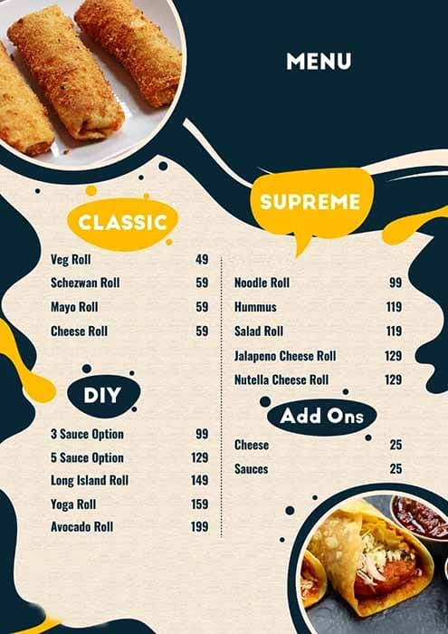 Menu of Roll Way, Vile Parle West, Mumbai