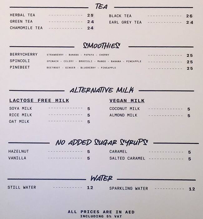 Menu of Social Brewers, DIFC, Dubai