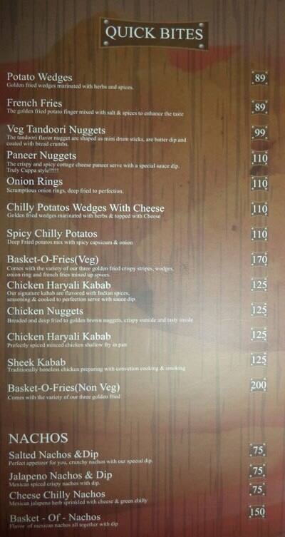 Menu at Coffee Cuppa Cafe, Bengaluru, Public Utility Building