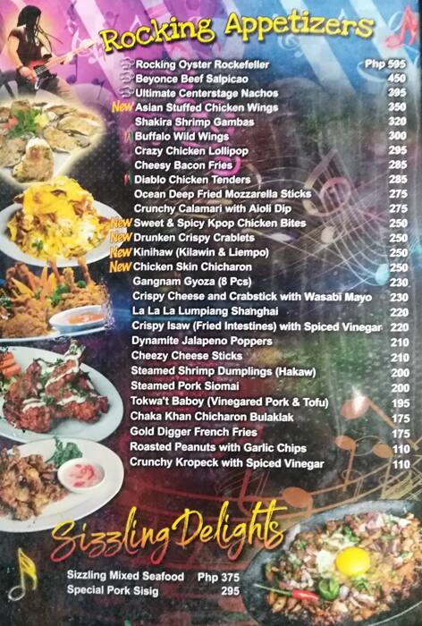 Carta de Centerstage Family KTV & RestoBar, Pasay