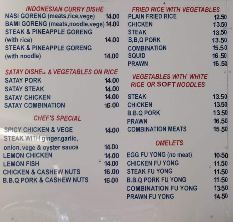 Menu at Golden Swallow Takeaways fast food, Auckland