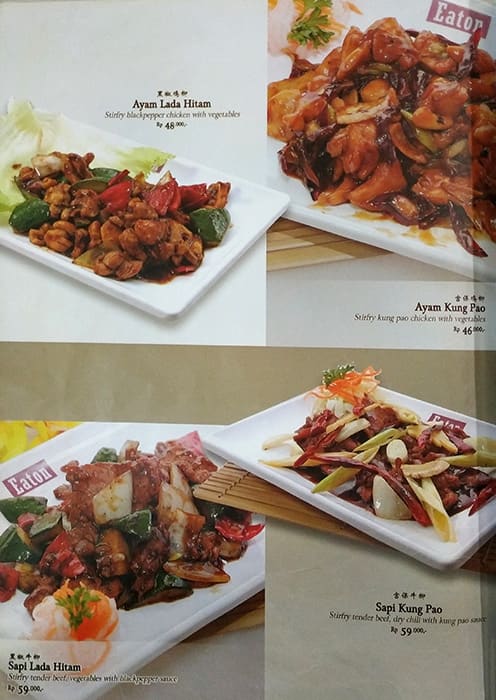 Menu at Eaton restaurant, Jakarta, One Belpark Mall