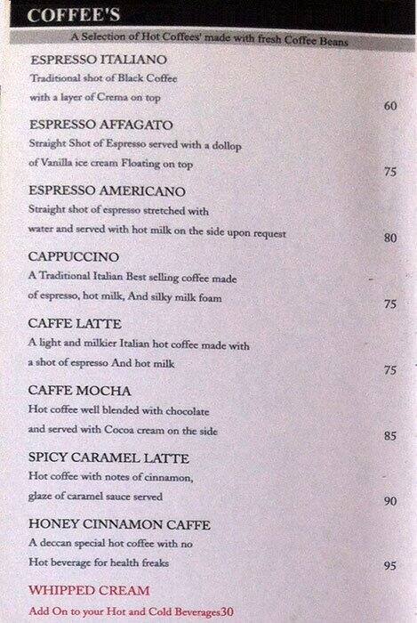 Menu at Cubano, Hyderabad, No. 8-2-584/1