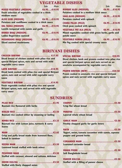 Meghna Menu Menu For Meghna Terenure Dublin Zomato Ireland