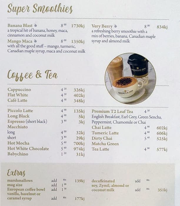 Menu at Shingle Inn restaurant, Brisbane City, 229 Queen St