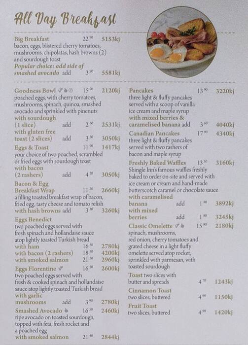 Menu at Shingle Inn Garden City L2 cafe, Upper Mount Gravatt