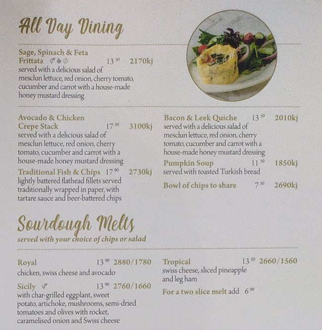 Menu at Shingle Inn restaurant, Brisbane City, 229 Queen St