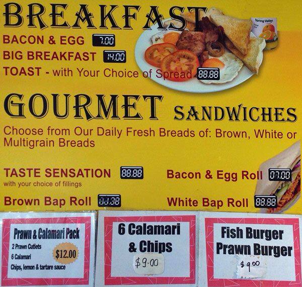 Menu at Taste Express restaurant, Vaucluse