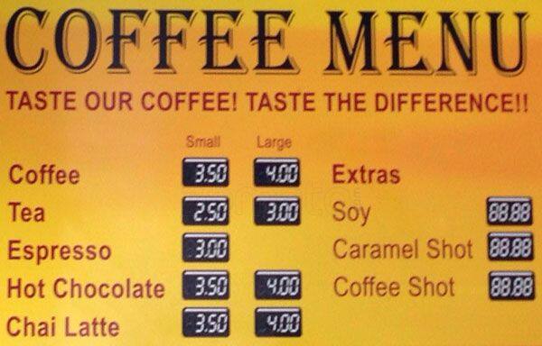 Menu at Taste Express restaurant, Vaucluse