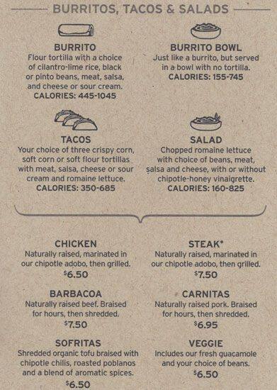 Chipotle Mexican Grill Menu, Menu for Chipotle Mexican Grill, Lakeview ...