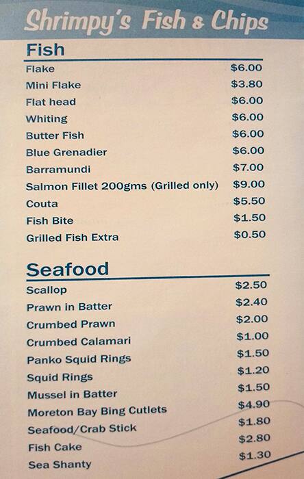 Menu at Shrimpy's Fish And Chips restaurant, Whittlesea