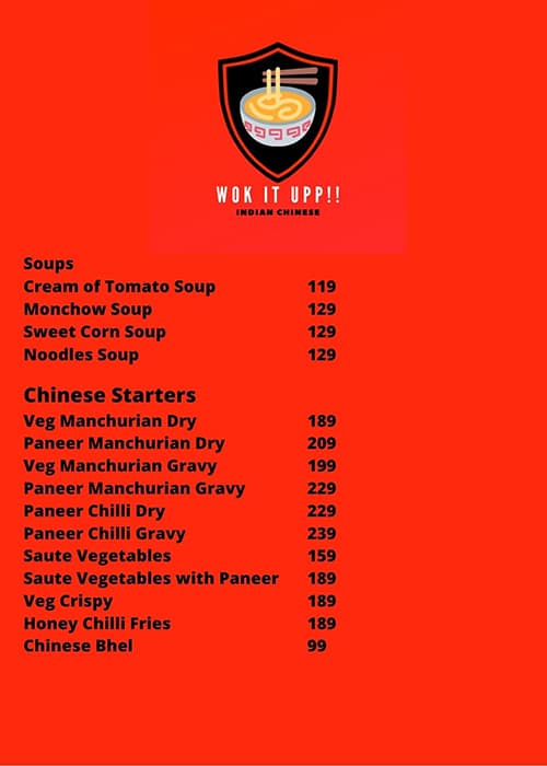 Menu of Wok It Upp!!, Nigdi, Pune