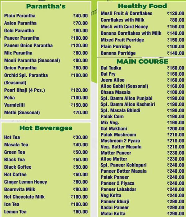 Menu at Orchid Hotel And Hostel, Rishikesh