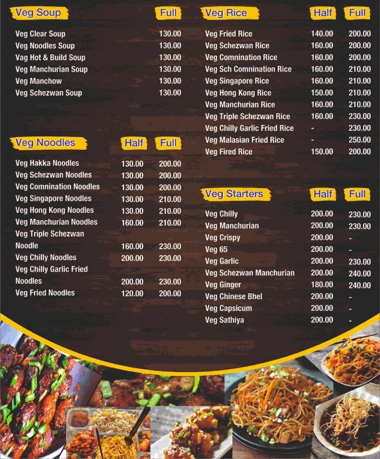 Menu of New Dragon Chinese, Aundh, Pune