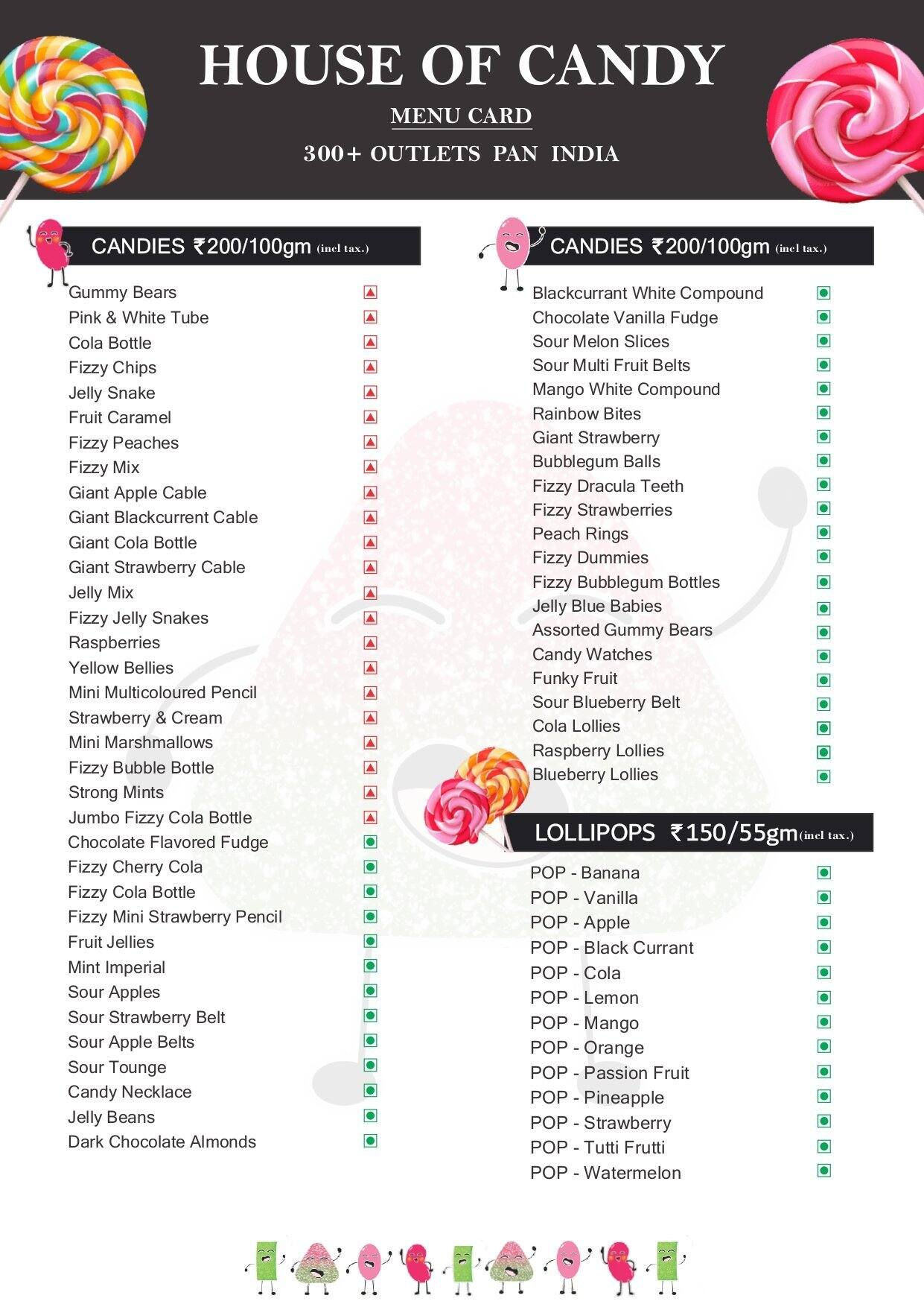 Menu of House Of Candy, Royapettah, Chennai