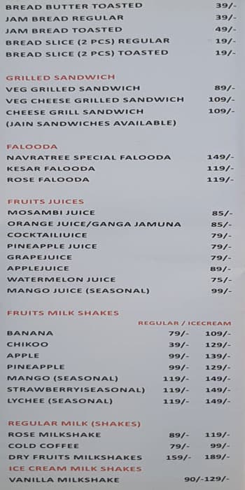 Menu of Hotel Shiv Roshni, Ghansoli, Navi Mumbai