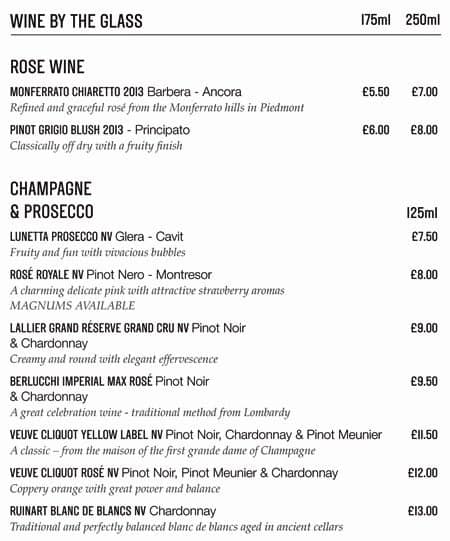 Menu at Piccolino Heddon Street restaurant, London, 21 Heddon St