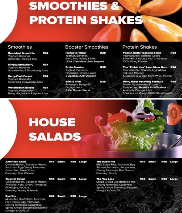 Menu at ROCKETS Restaurant & Cocktails Bar, Johannesburg