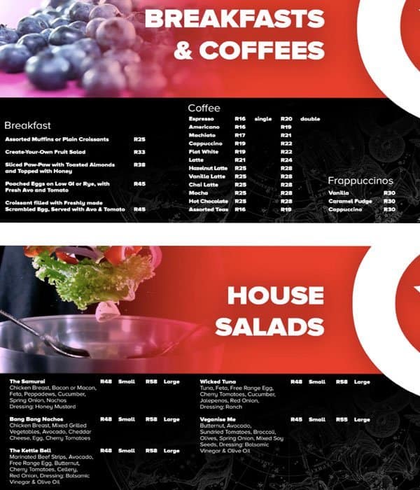 Menu at ROCKETS Restaurant & Cocktails Bar, Johannesburg