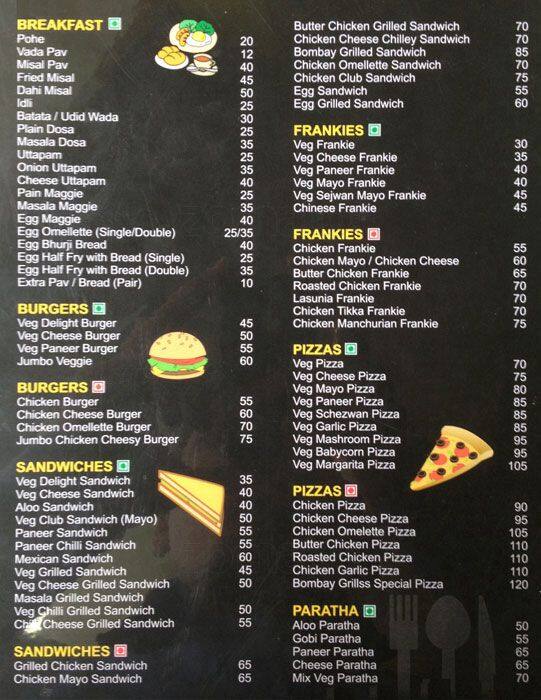 Menu at Bombay Grills, Pune, Opposite Manisha Tower