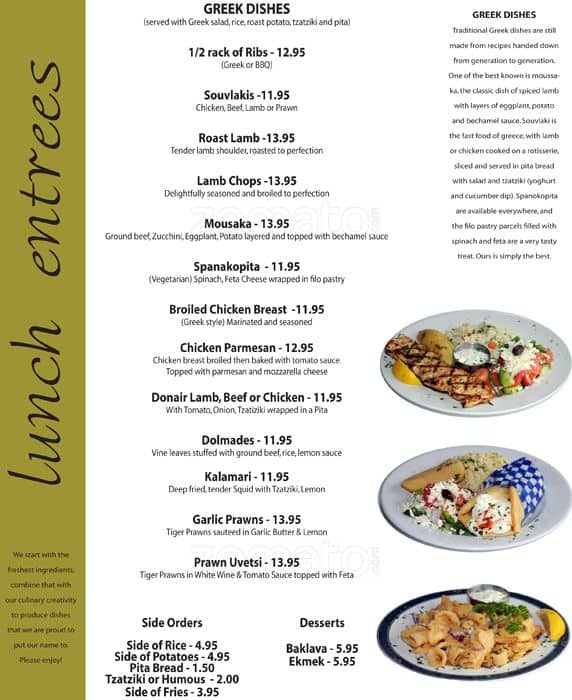 Menu at Zythos restaurant, Langley Township