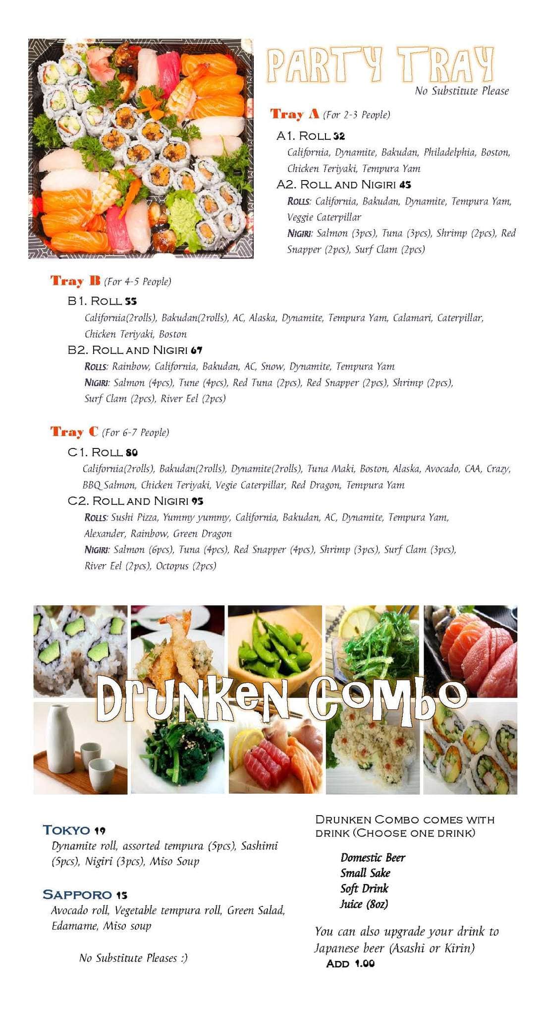 Menu at Sei Sushi Restaurant, Winnipeg