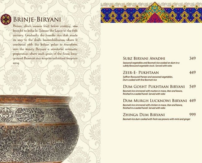 Menu at Pukhtaan - The Royal Taste of India, Patna