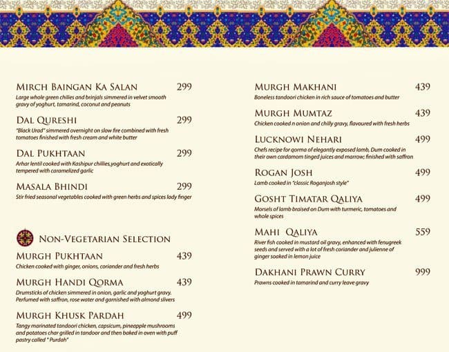 Menu at Pukhtaan - The Royal Taste of India, Patna