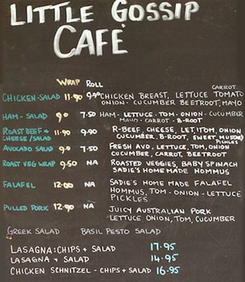 Menu at Little Gossip Cafe, Everton Hills, 103 Camelia Ave
