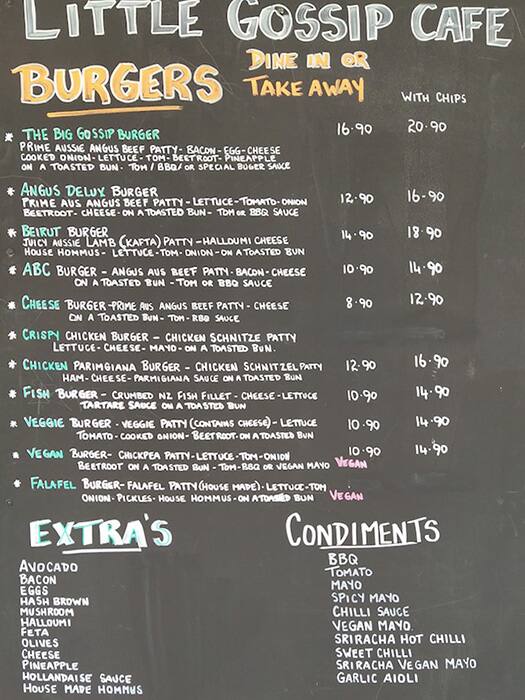 Menu at Little Gossip Cafe, Everton Hills, 103 Camelia Ave
