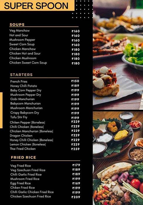 Menu at Super Spoon, Bengaluru