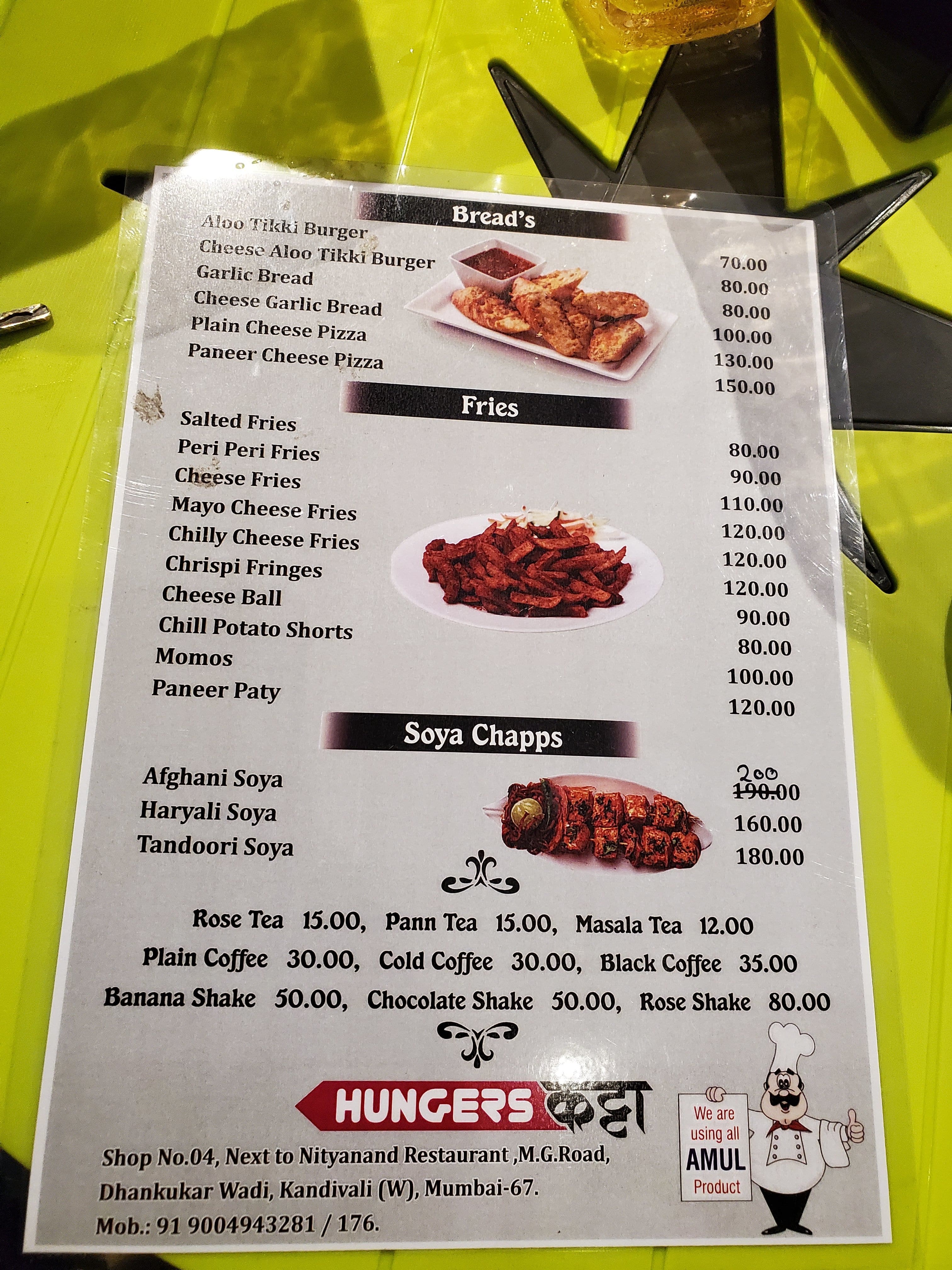 Menu of Hungers Katta, Kandivali West, Mumbai