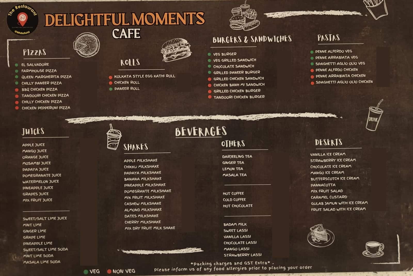 Menu of Delightful Moments Cafe, Whitefield, Bangalore