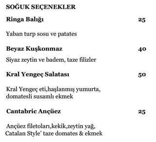 Menu at Raffles Patisserie, Istanbul